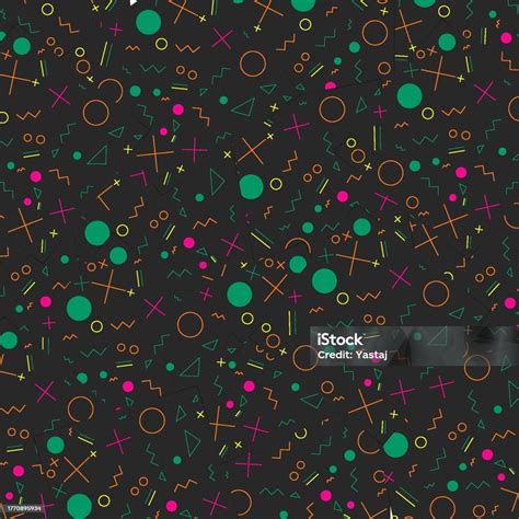 브루탈리즘 추상적인 기하학적 모양과 격자 잔인한 현대 인물 별 타원형 나선형 꽃 및 기타 원시적 요소 디자인 미학 바우 하우스 트렌디 한 디자인은 검은 배경에 고립되어