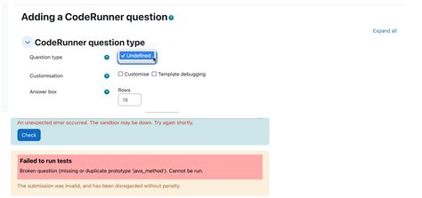 CodeRunner Issue With CodeRunner Prototypes In Moodle 4 6 5 0