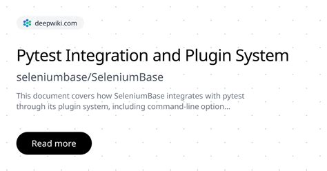 Pytest Integration And Plugin System Seleniumbaseseleniumbase Deepwiki