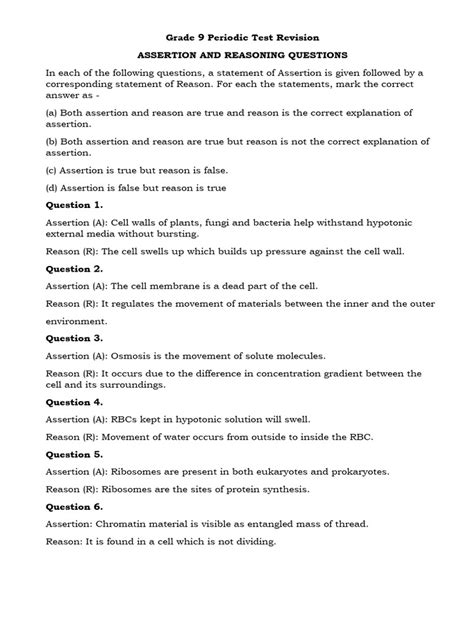 Gr9 Pt1 Revision Assertion And Reasoning Pdf