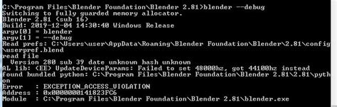 Found Bundled Python And EXCEPTIONAL ACCESS VIOLATION Error Blender Stack Exchange