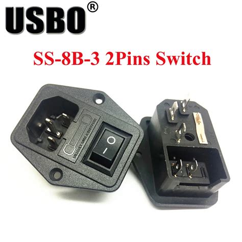 Black 10a 250v Fused 2 Pins On Off Switch Iec C14 Output Socket Universal Electrical Ac Power