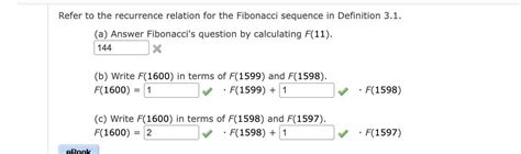 Solved Efer To The Recurrence Relation For The Fibonacci