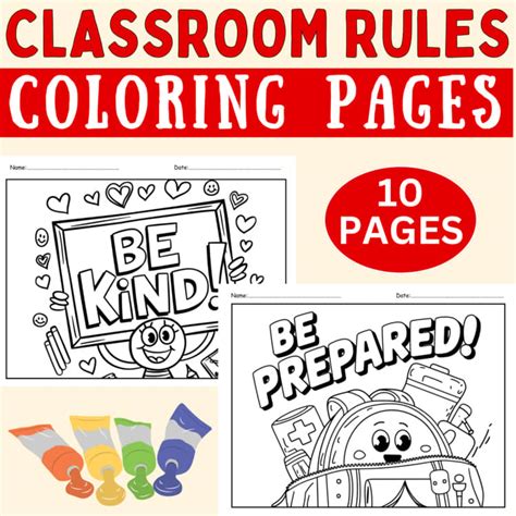 Classroom Rules Coloring Pages Back To School Positive Behavior