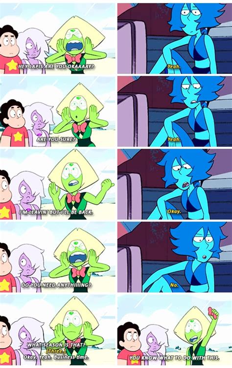 Steven Universe Lapis And Peridot Steven Universe Memes Steven Universe Funny Steven