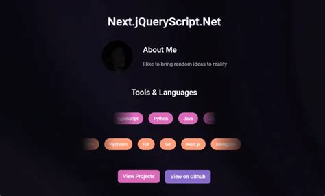 Glassmorphism Style Next Js Portfolio Template Link In Bio