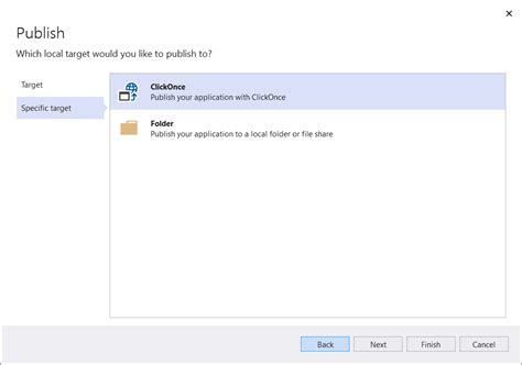 Visual Studio Clickonce Specific Target Tab Missing Stack Overflow