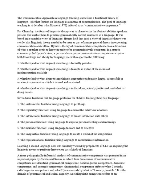 The Communicative Approach Pdf Learning Language Education