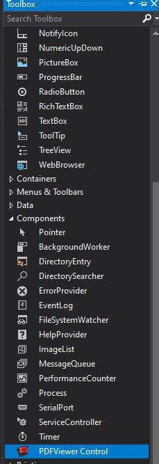c how to add pdf viewer to vs 2019 winform application from nuget