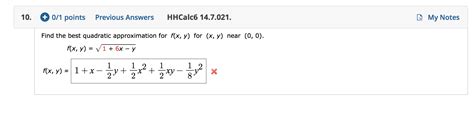 solved find the best quadratic approximation for f x y for