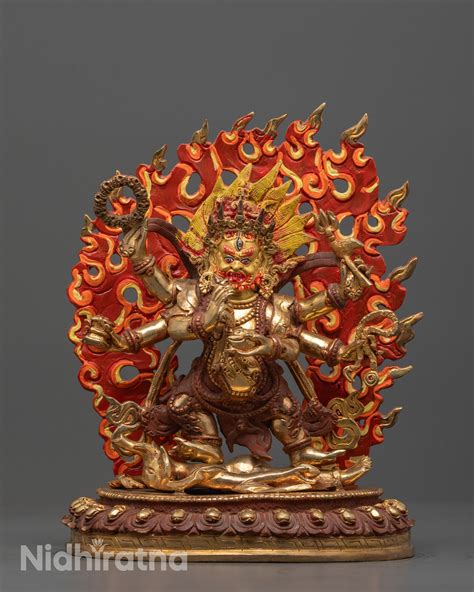 Six Armed Mahakala Statue Defender Of Vajrayana Traditions Nidhiratna