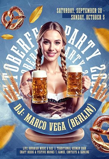 Blue Simple Oktoberfest Party Free Flyer Template Psd By Elegantflyer