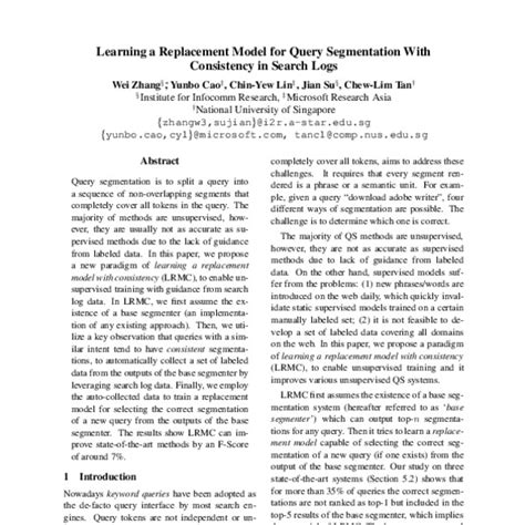 Learning A Replacement Model For Query Segmentation With Consistency In Search Logs Acl Anthology