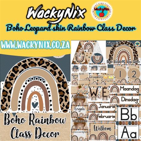 Boho Leopard Print Rainbow Class Decor D202 Wackynix Boho Leopard Print Rainbow Class Decor D202 Wackynix