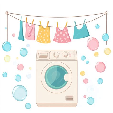 Clip Art Of A Laundry Room With A Washing Machine Clothesline And Soapy