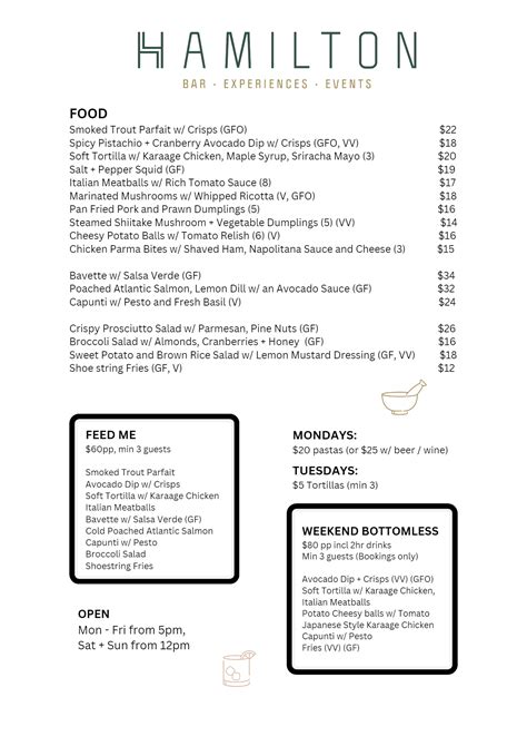 Menu — Hamilton