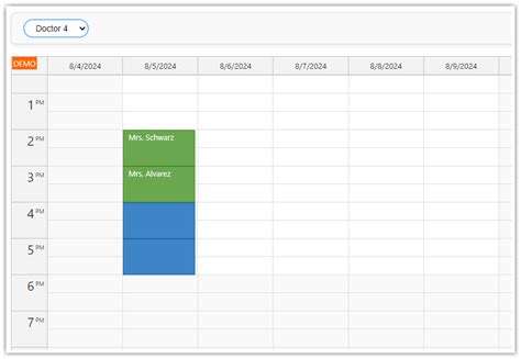 HTML Doctor Appointment Scheduling JavaScript PHP MySQL DayPilot Code