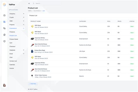 tailfox tailwind css admin dashboard template