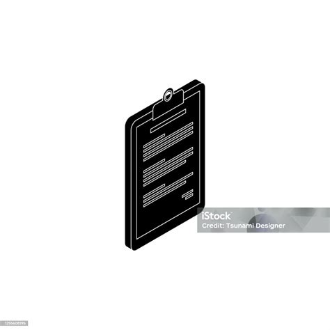 Clipboard Isometric Right View White Outline Icon Vector Isometric Stock Illustration Download