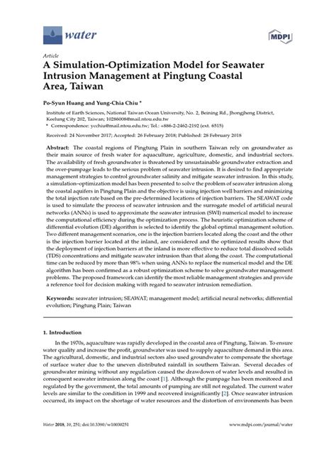 A Simulation Optimization Model For Seawater Intru Pdf Pdf