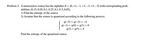 solved problem 2 a memoryless source has the alphabet s