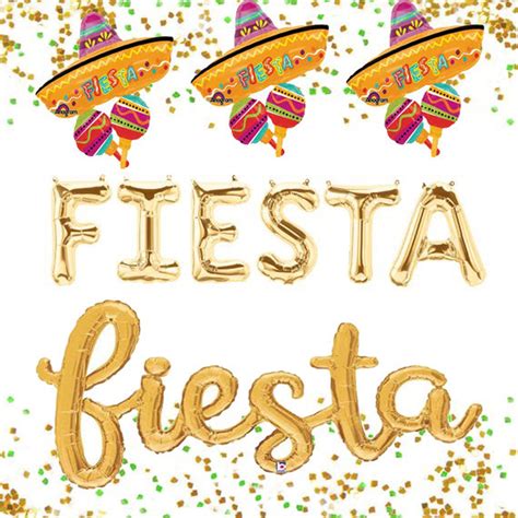 Fiesta Balloon Gold Cursive Script Cinco De Mayo Decorations Final