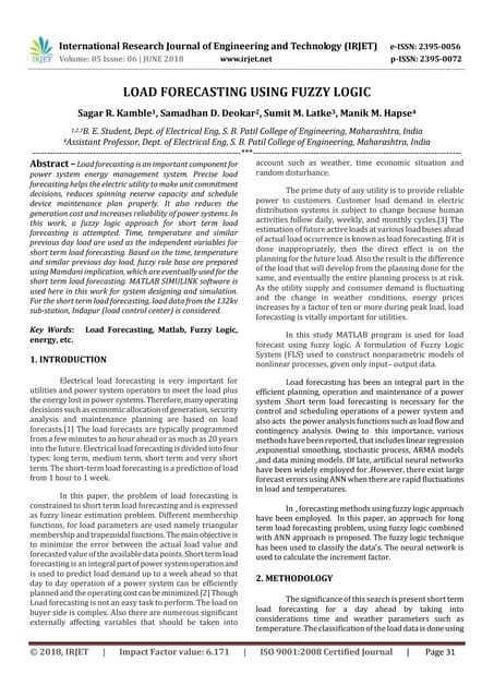 irjet load forecasting using fuzzy logic pdf