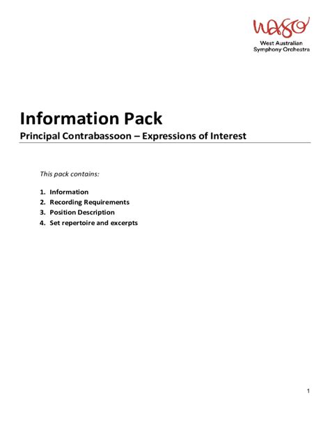 Fillable Online Information Pack Principal Contrabassoon Fax Email