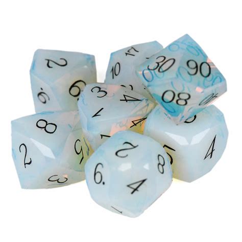 Gem Cut Opalite Dice Set T Box