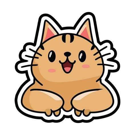 Happy Cute Kitten Sticker Vector 33103780 Vector Art At Vecteezy