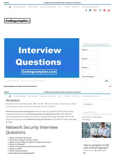 53 Network Security Interview Questions And Answers For Experienced