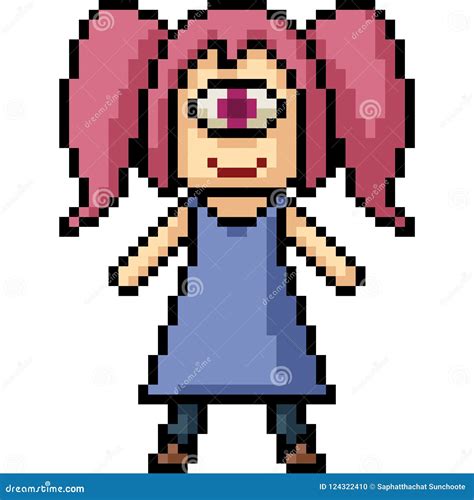 Vector Pixel Art Girl Monster Stock Vector Illustration Of Fantasy