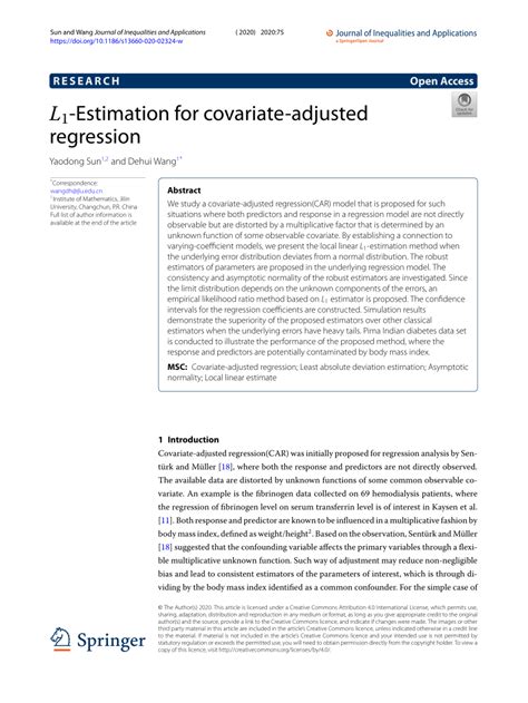 Pdf L1l 1 Estimation For Covariate Adjusted Regression