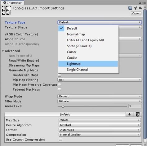 Unity How To Import A Texture To Be Used As Occlusion Map Game Development Stack Exchange