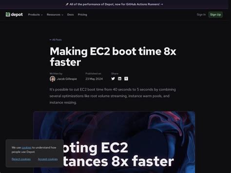 depot cuts ec2 boot time 8x faster erik osterman cloud posse posted