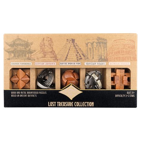 Project Genius Lost Treasure Collection Metal And Wood Brainteaser