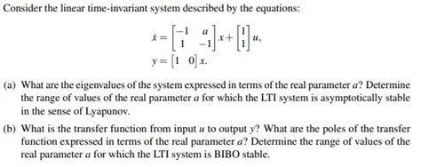 Solved Consider the linear time-invariant system described | Chegg.com