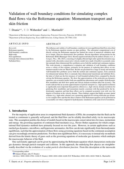 Pdf Validation Of Wall Boundary Conditions For Simulating Complex Fluid Flows Via The