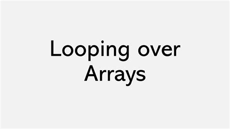 Looping Over Array Youtube