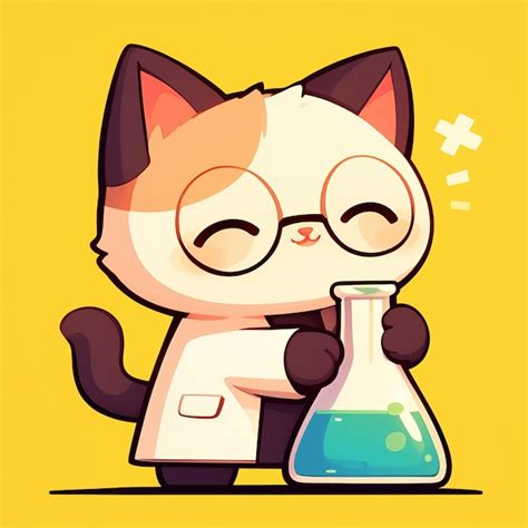 Premium Vector A Cute Cat Scientist Cartoon Style