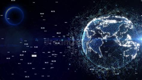 Digital Technology Global Data Network Connection Spin Earth Economic Big Data Communication 4k