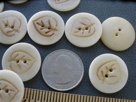 Etched Leaf Pattern On Faux Vegetable Ivory Buttons 9 Pcs Size Etsy