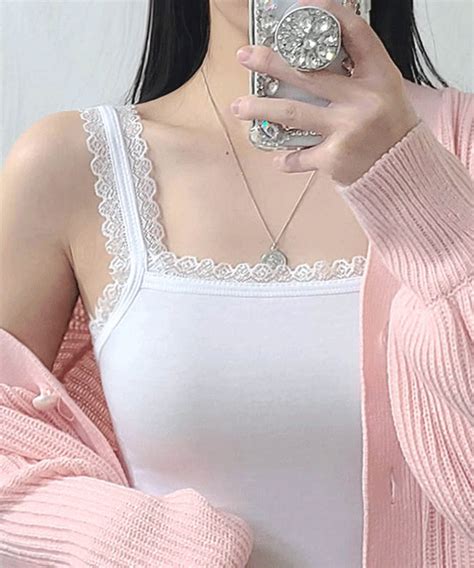 11할인 세라 스퀘어넥 레이어드 이너 레이스 나시 에이블리