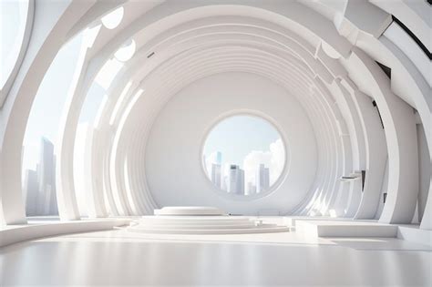 premium photo abstract architecture background white circular