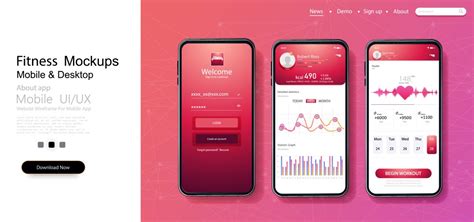 Fitness App Ui Phone Dashboards With Charts Vector Image