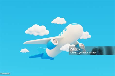 구름 속에서 비행하는 3d 비행기 관광 및 여행 개념 휴가 휴가 가족 캠핑 자연 여행 3d 렌더링 가방에 대한 스톡 사진 및 기타 이미지 Istock