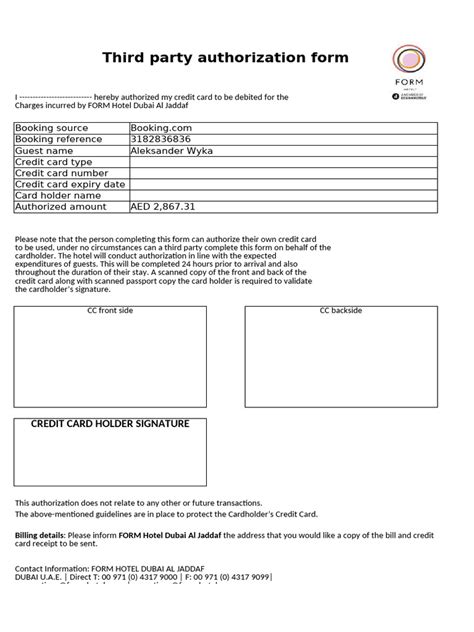 3rd Party Auth Form Pdf