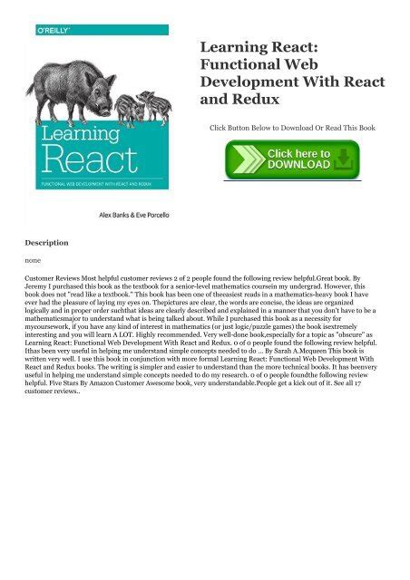 Learning React Functional Web Development With React And Redux