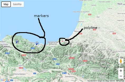 Javascript Simply Polyline And Markers In The One File Stack Overflow