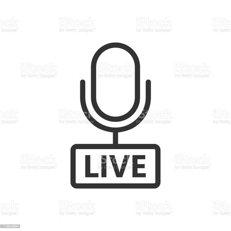 플랫 스타일의 마이크 아이콘입니다 흰색 고립 된 배경에 라이브 방송 벡터 일러스트 사운드 레코드 비즈니스 개념입니다 Live Event에 대한 스톡 벡터 아트 및 기타